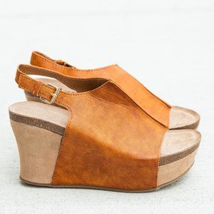 Shoes | Tan Platform Wedge Sandal | Poshmark